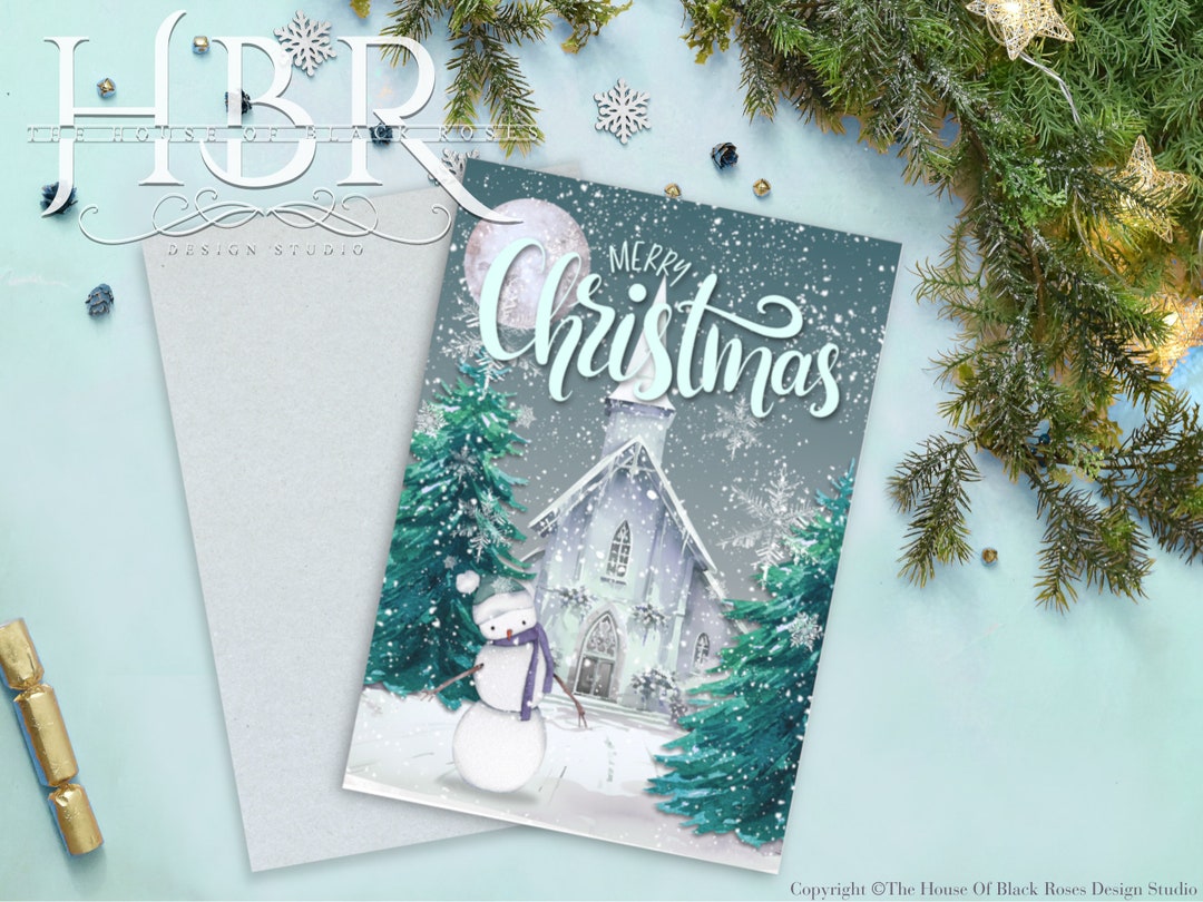 Christmas Primitive Printable Snowman Card 5x7 Inch Seasons - Etsy