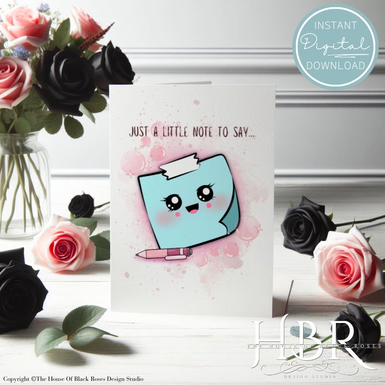 DIGITAL DOWNLOAD Printable Just a Little Note to Say Greeting Card ...