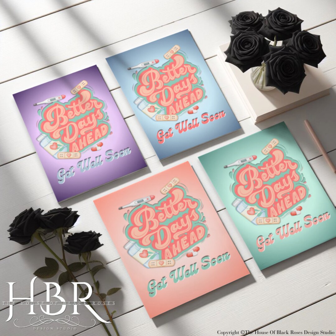 Better Days Ahead Get Well Soon Card Retro Style Card Feel Better Soon ...