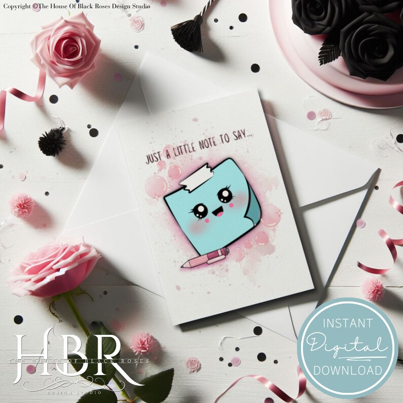 DIGITAL DOWNLOAD Printable Just a Little Note to Say Greeting Card ...