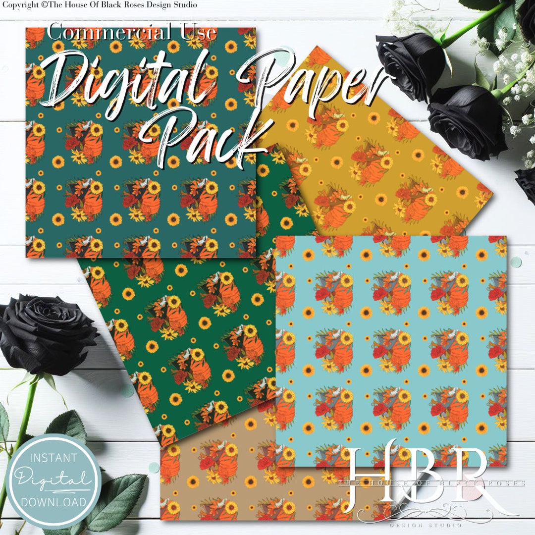 DIGITAL DOWNLOAD Pumpkin Seamless Pattern Scrapbooking Bundle Digital ...