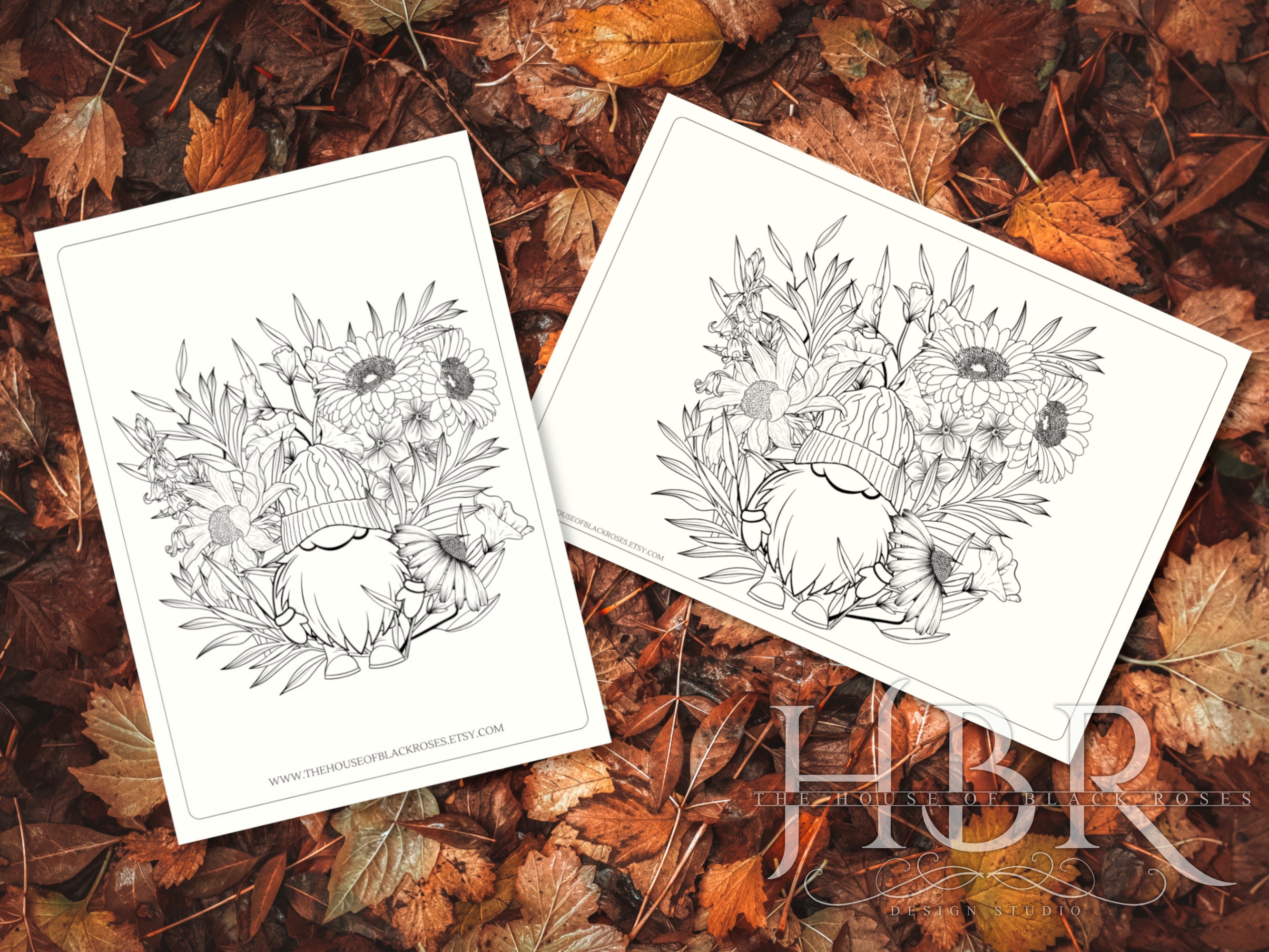 Coloring Pages Autumn Decor Colouring Sheets Pumpkin & Gnome - Etsy