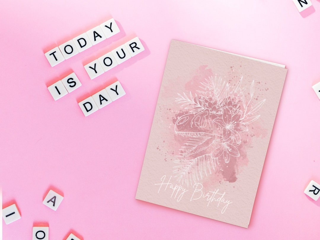 Printable Birthday Card T-rex Card for Her Happy Birthday Card - Etsy