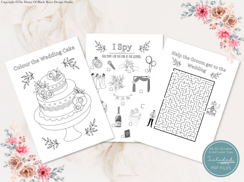 Printable Childrens Wedding Activity Pack for Kids Printable Wedding ...