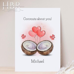 DIGITAL DOWNLOAD Personalised Coconuts About You Greeting Card Coconut ...