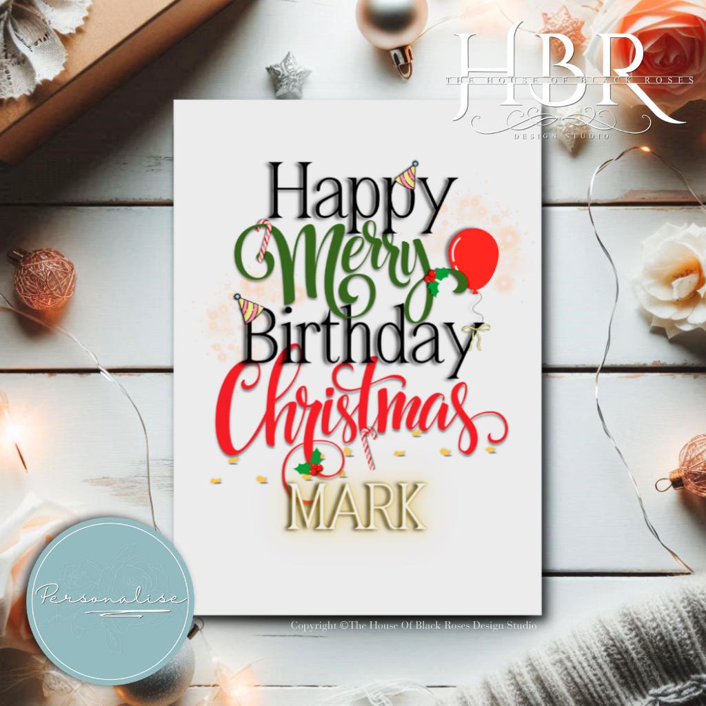 Personalised Funny December Birthday Card Happy Birthday Merry ...