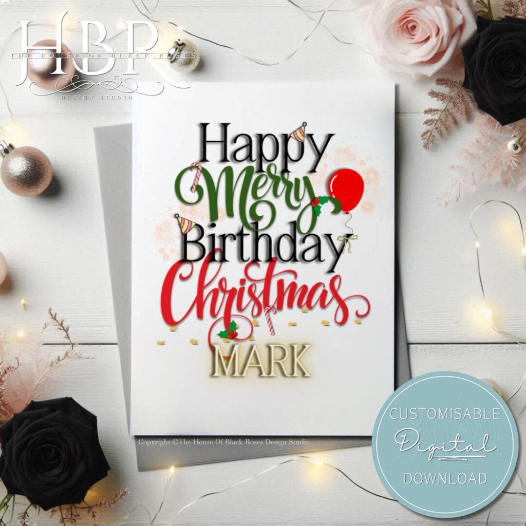 DIGITAL DOWNLOAD Personalised Funny December Birthday Card Happy ...