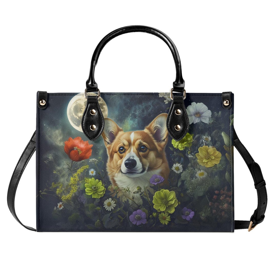 Corgi Lover Bag Funny Dog Tote Cute Fluffy Butt Handbag Moonlit Puppy ...