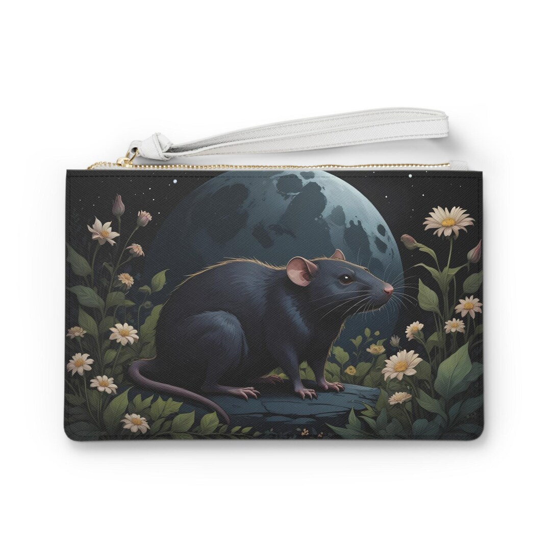 Luxury Faux Leather Rat Pouch Bag, Gold Zipper Toiletry Purse, Compact ...
