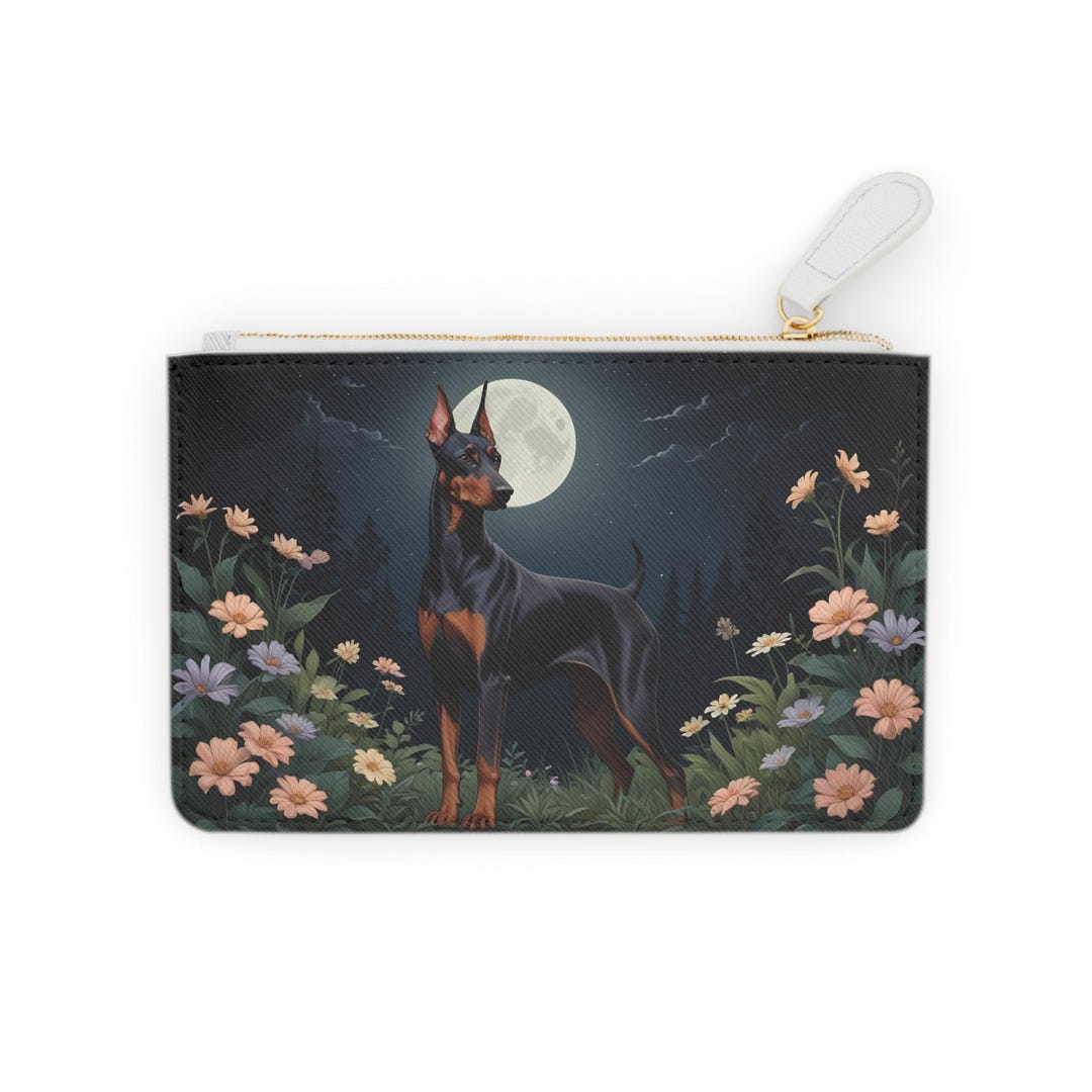 Doberman Pinscher Mini Bag, Coin Purse With Vibrant Print, Gold Zipper ...