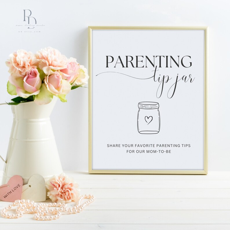 Minimalist Parenting Tip Jar Sign | Baby Shower Sign | Parenting Sign ...