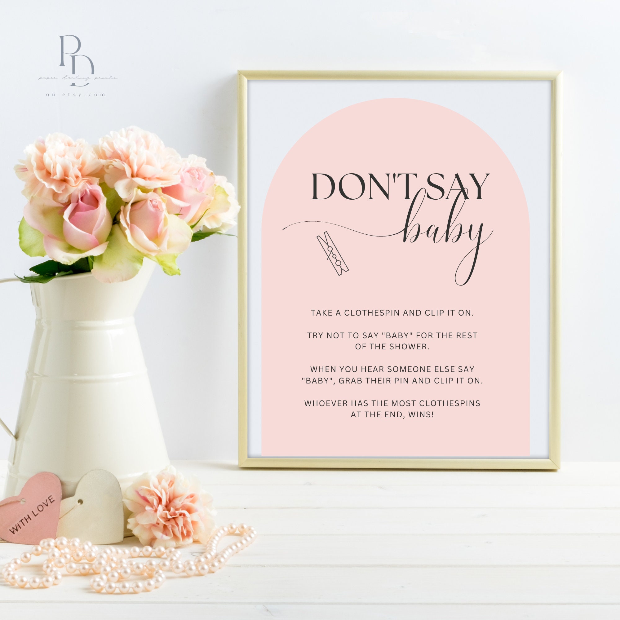 Don't Say Baby Sign | Baby Shower Sign | Clothespin Game Sign | Instant ...