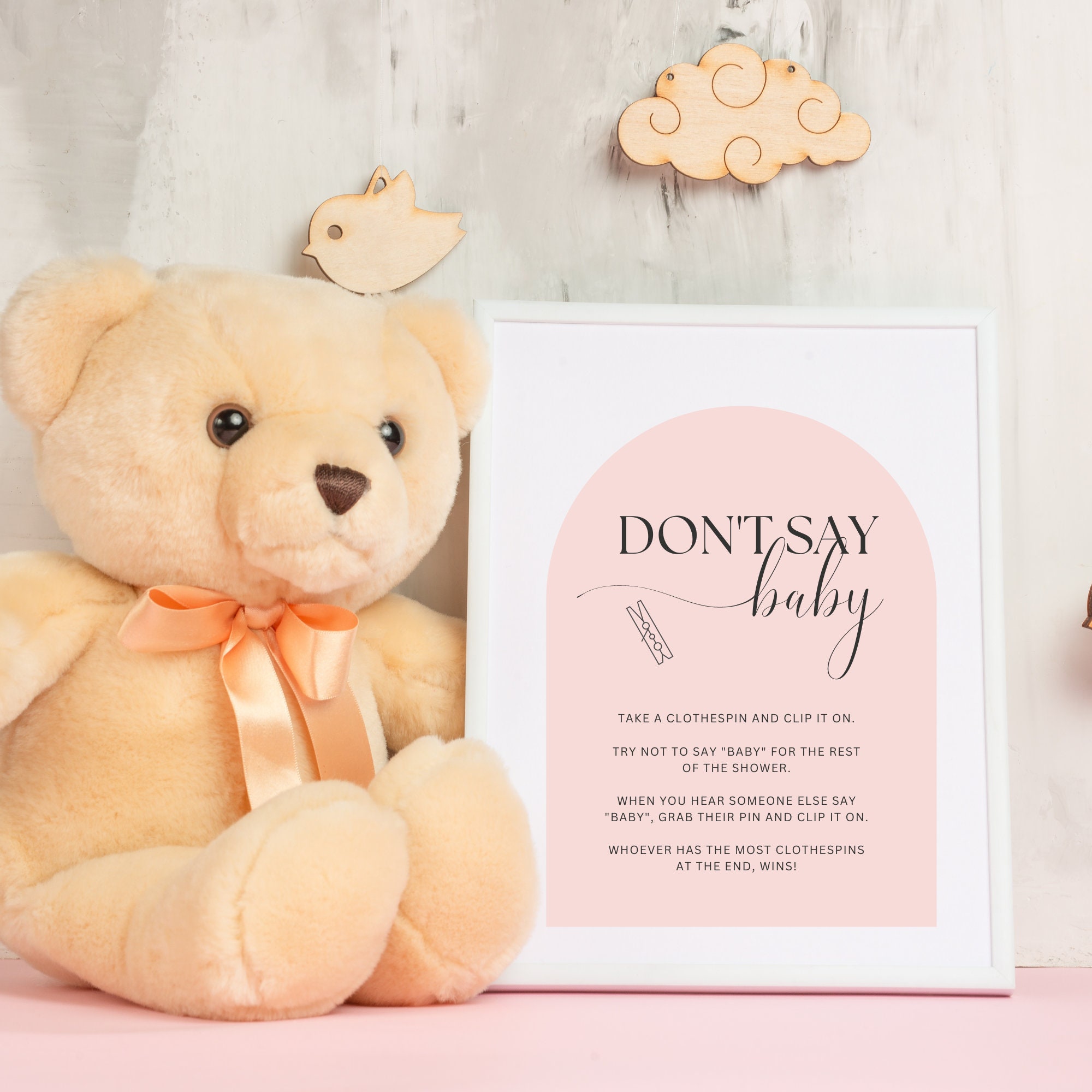 Don't Say Baby Sign | Baby Shower Sign | Clothespin Game Sign | Instant ...