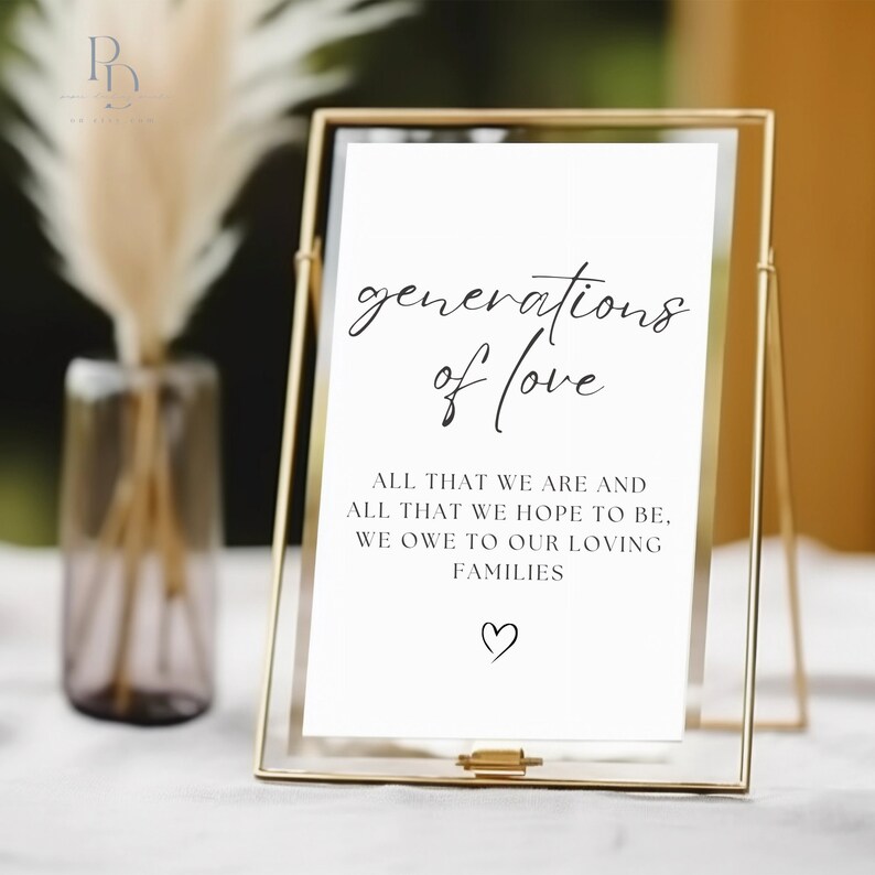Minimalist Generations of Love Sign | Wedding Sign | Memorial Sign ...