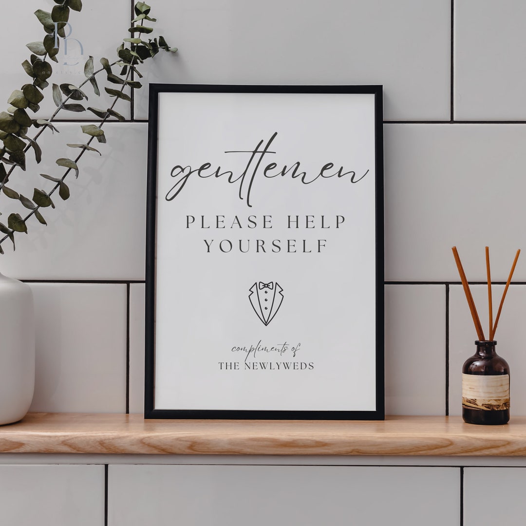 Gentlemen Wedding Restroom Amenities Basket Signs | Wedding Sign ...