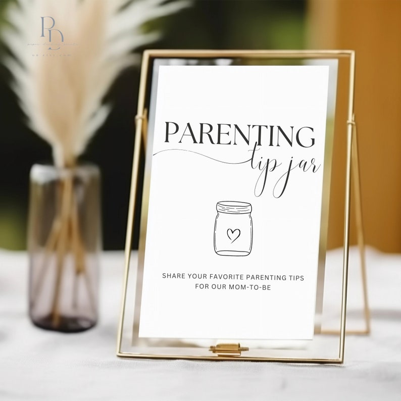 Minimalist Parenting Tip Jar Sign | Baby Shower Sign | Parenting Sign ...