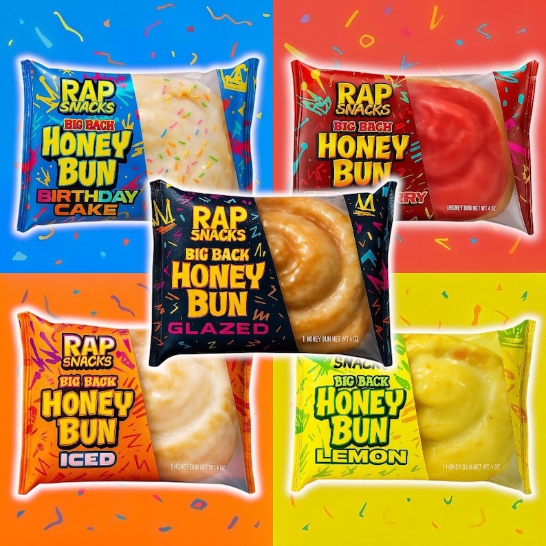 Jumbo Big Back Honey Buns Rap Snacks Iced, Glazed, Strawberry, Lemon ...