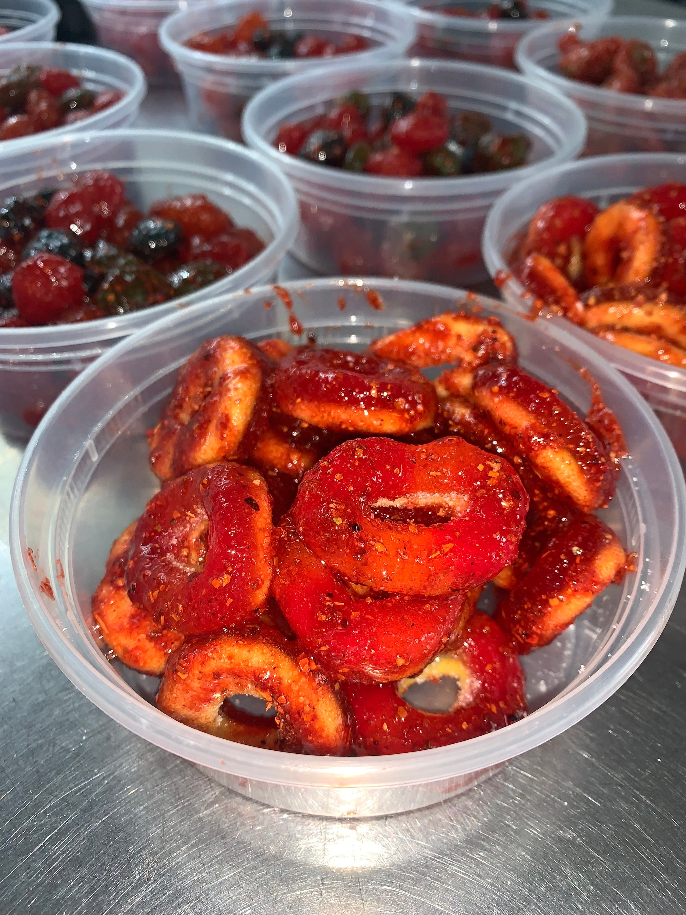 Chamoy Tajin Peach Ring Candy 8oz - Etsy