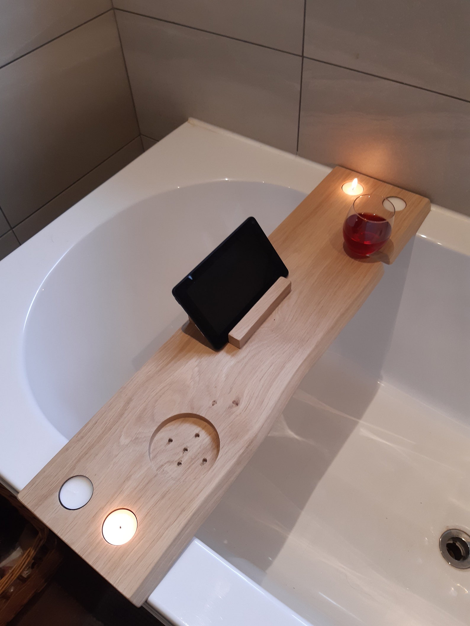 Oak Bath Caddy, Bath Caddy, Bath Tray, Bathroom Accessories, Bathroom ...
