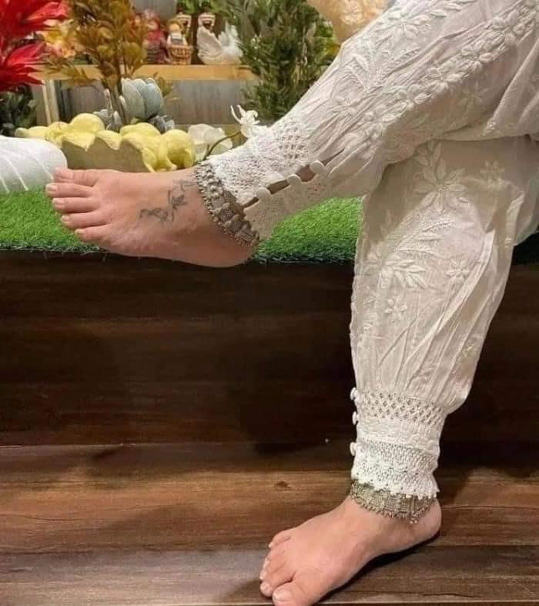 Handcrafted Lucknowi Chikankari Embroidery Cotton Pant Combo - Free ...