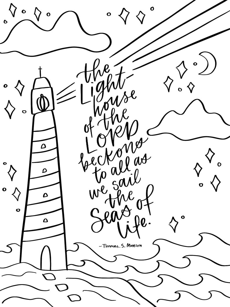Lighthouse Colouring Page - Etsy