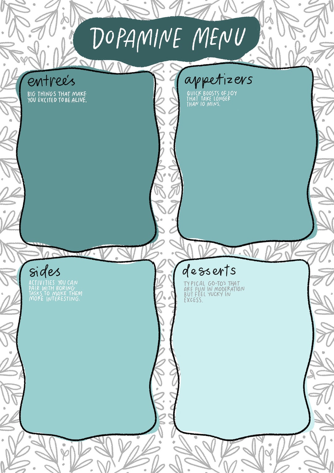 Dopamine Menu Template - Etsy
