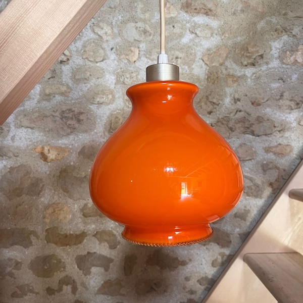 Orange Glass Retro Pendant Light - Etsy UK