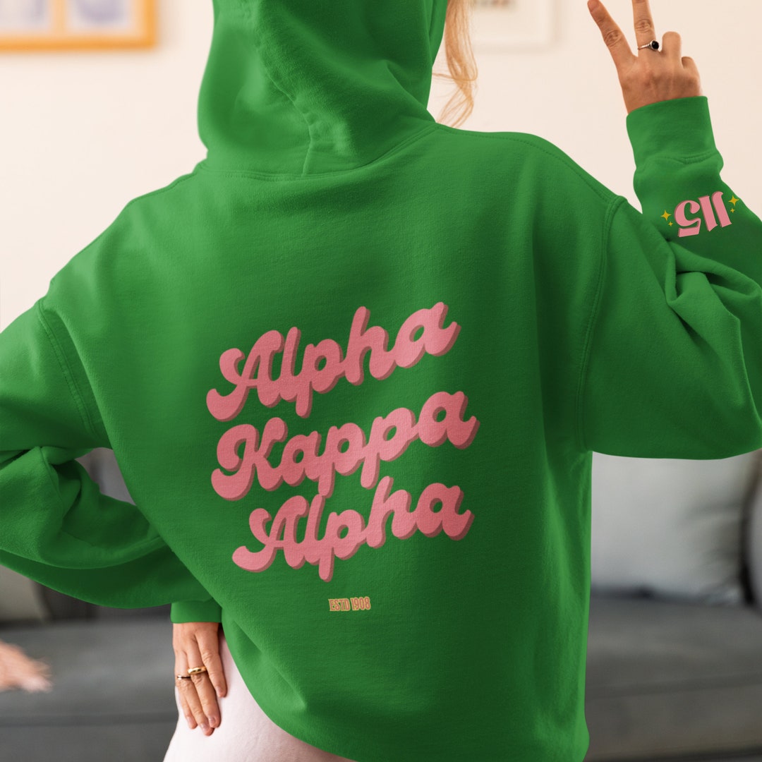Aka Sorority Hoodie Alpha Kappa Alpha Hoodie AKA Pink and Green AKA ...