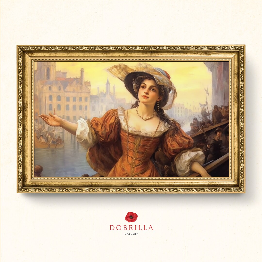 Antique Print | "venetian Damsel" | AI Assisted Canal Inspired ...
