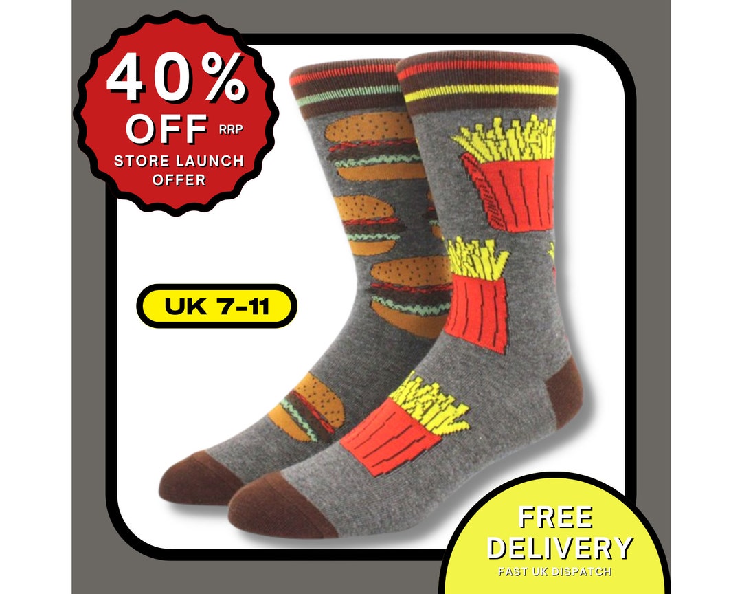 Burger and Fries Odd Socks Adult Size 7-11 UK 41-46 Euro - Etsy UK