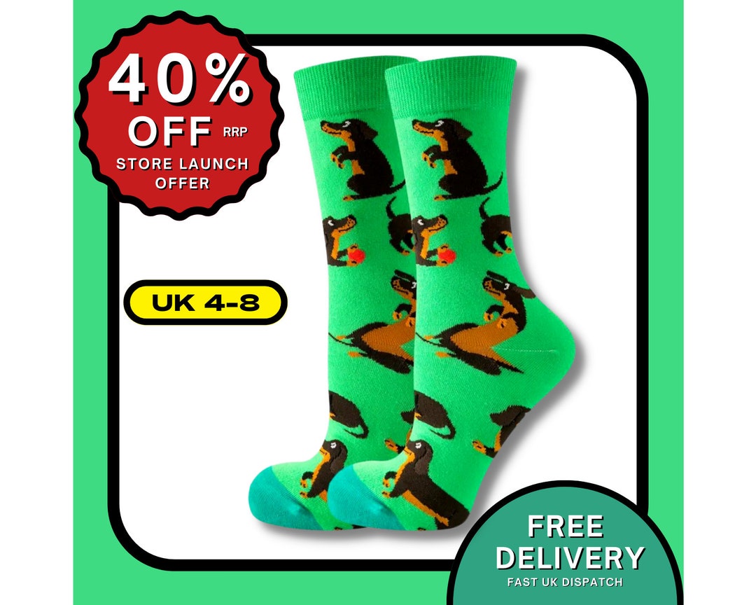 Sausage Dog Socks Happy Funky Socks Animal Novelty Gift - Etsy UK