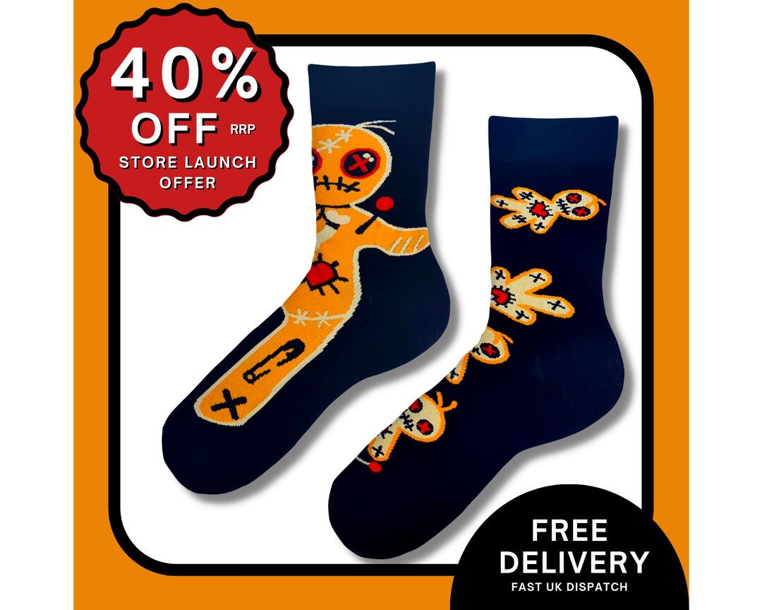 Voodoo Doll Odd Socks Adult Size 5-10 UK Unisex Socks Happy - Etsy