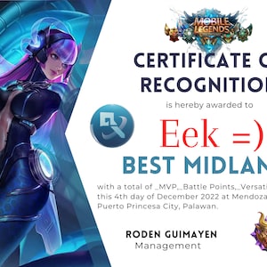 BUNDLE Mobile Legend Certificate - Etsy