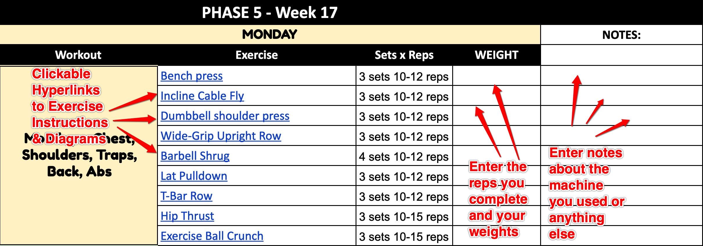 Lean and Jacked: 12-week Workout Plan | Google Sheets & PDF Tracker ...