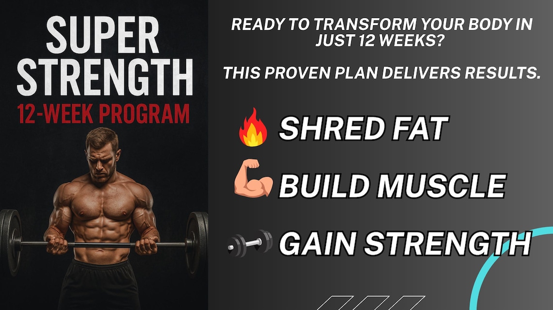 Super Strength Fitness Program | 12-week Gym Plan | PDF Printable ...