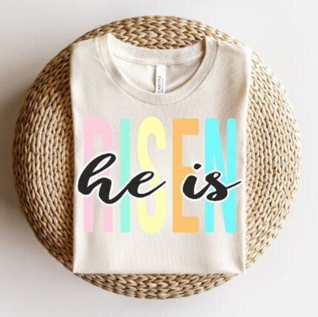 He is Risen Easter SVG, He is Risen PNG, Multi Colored Letters Easter ...