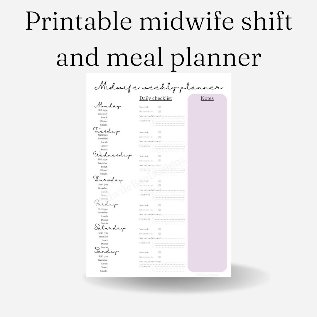 Printable Digital Shift and Meal Planner for Midwives - Etsy