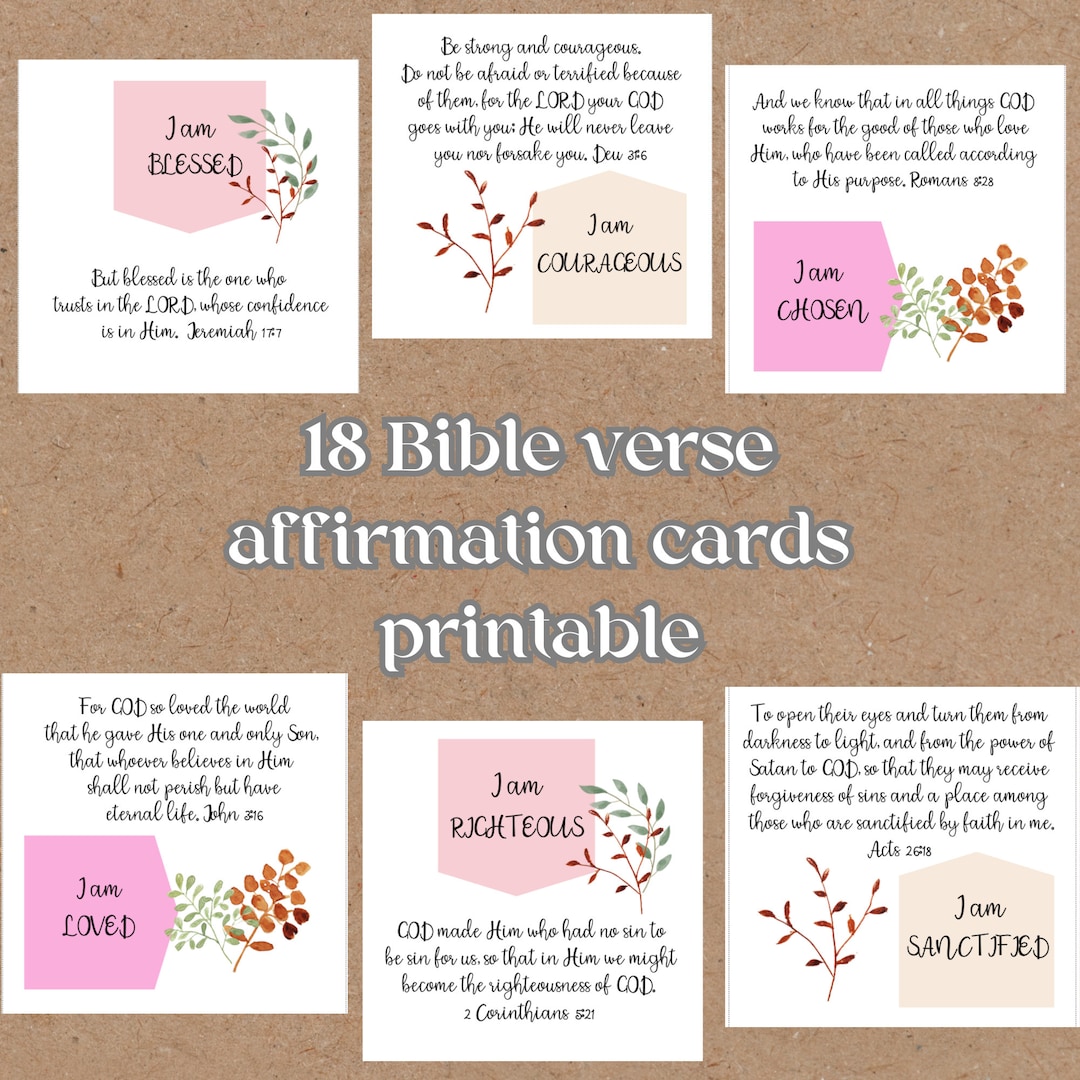 18 Christian Bible Verse Printable Affirmation Cards/faith Cards ...