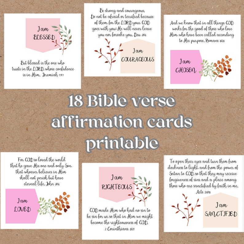 18 Christian Bible Verse Printable Affirmation Cards/faith Cards ...
