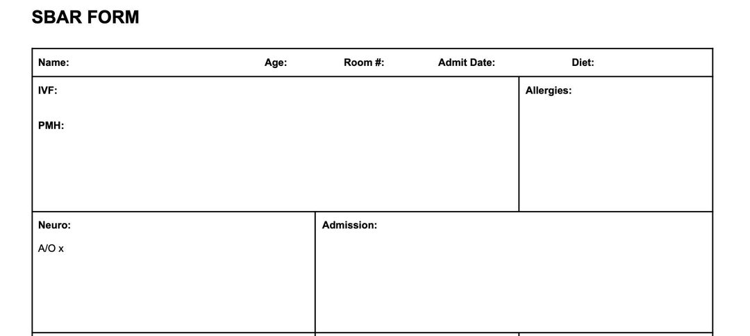 SBAR Form for Rn's - Etsy