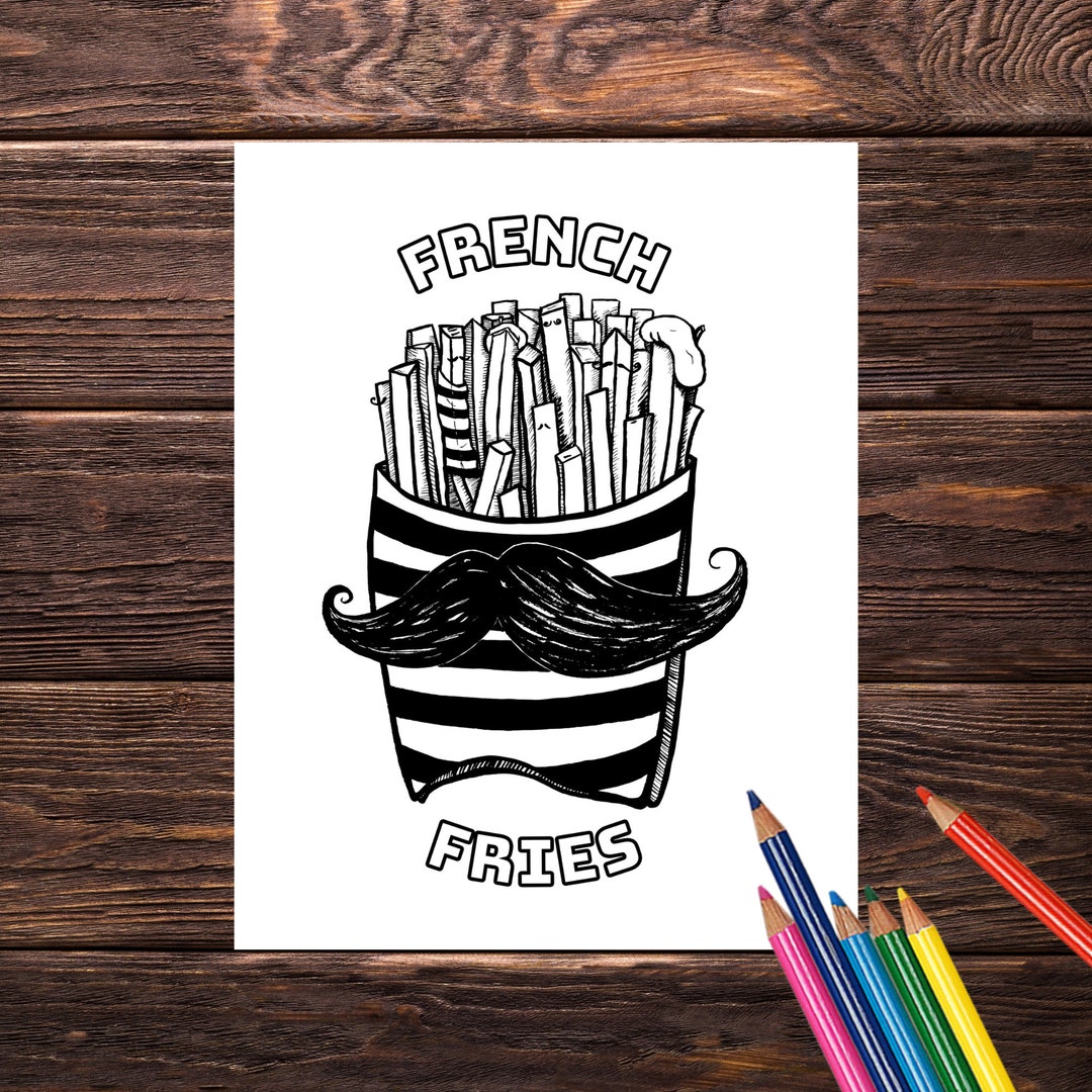 French Fries Coloring Page Digital Download for Printing at Home - Etsy