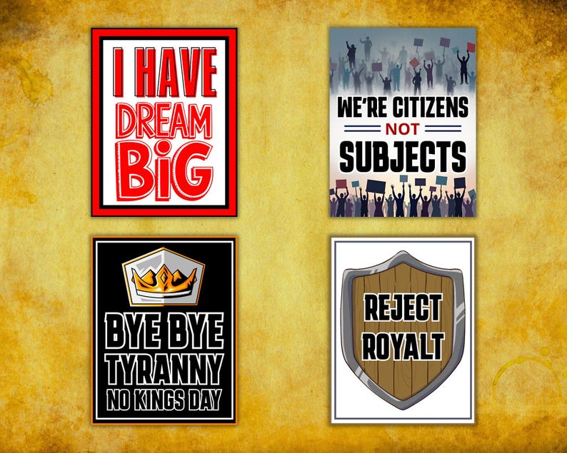 No Kings Day Protest Signs, Printable Anti-monarchy Posters, Wall Art ...