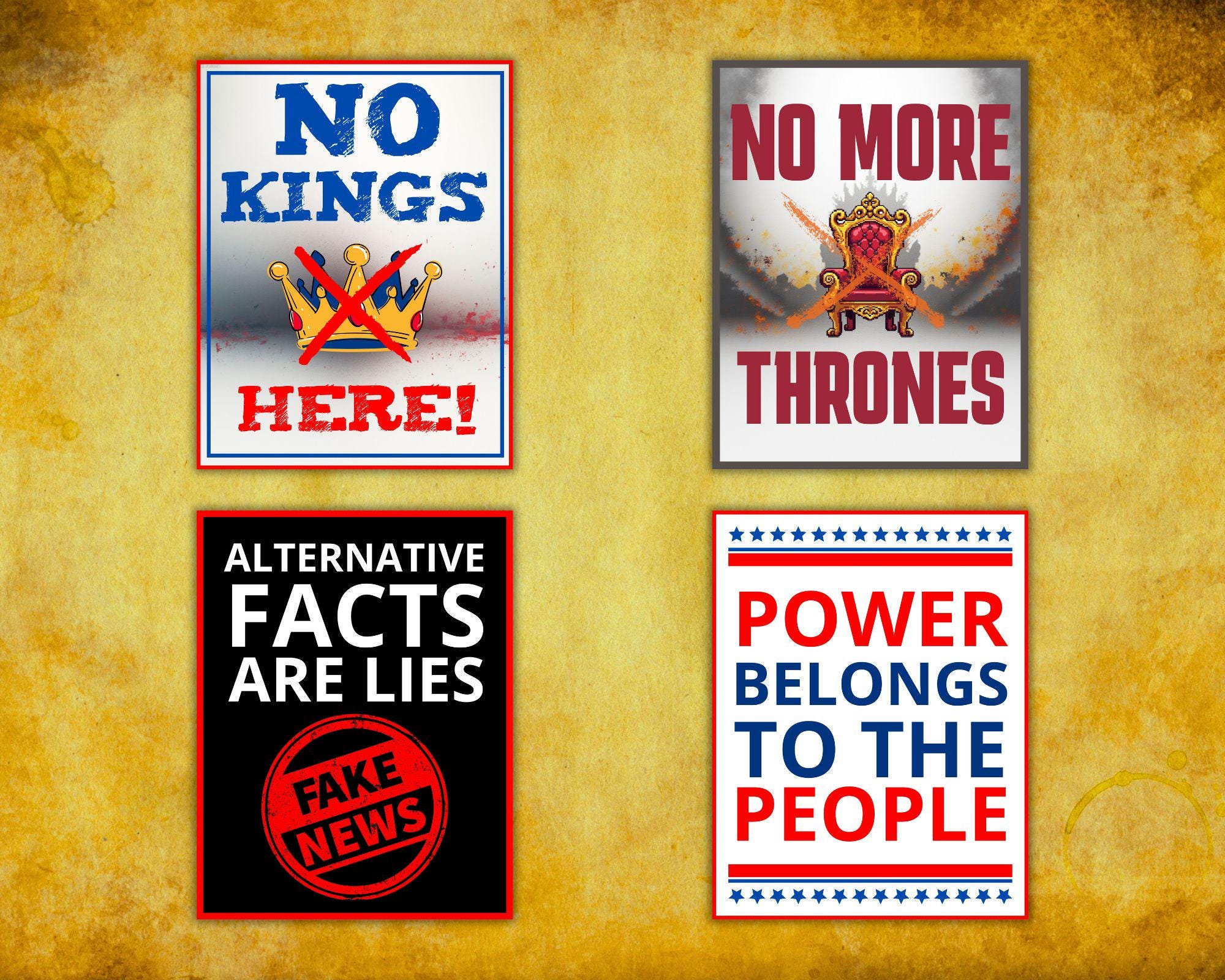 No Kings Day Protest Signs, Printable Anti-monarchy Posters, Wall Art ...