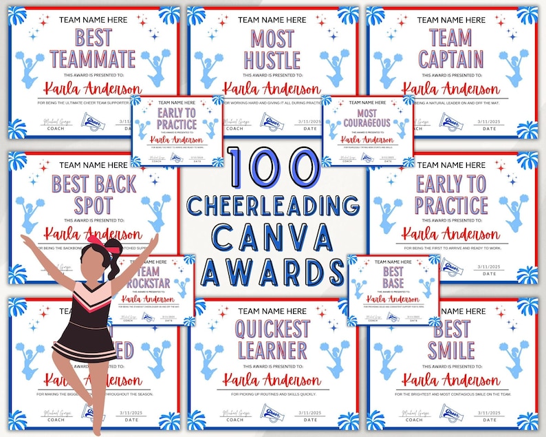 Editable Cheer Awards | Cheerleading Certificate Bundle | Canva ...