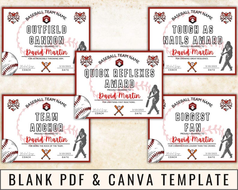End of Season Award Certificates, Printable Editable Baseball Awards ...