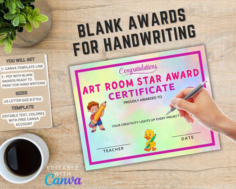 Editable Classroom Awards Certificates, Student Appreciation, Canva ...