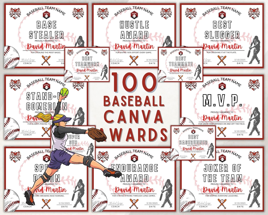 End of Season Award Certificates, Printable Editable Baseball Awards ...
