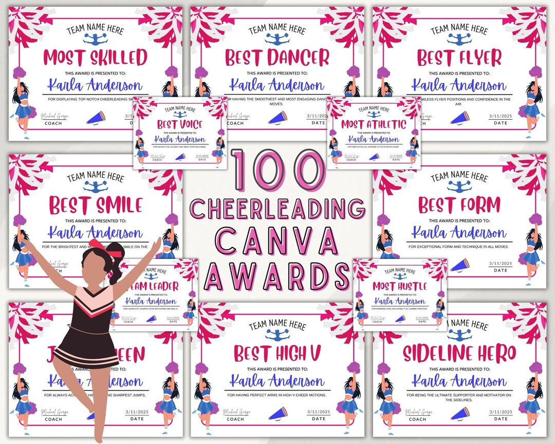 Cheerleading Certificate Bundle | Canva Template | Editable Cheer ...