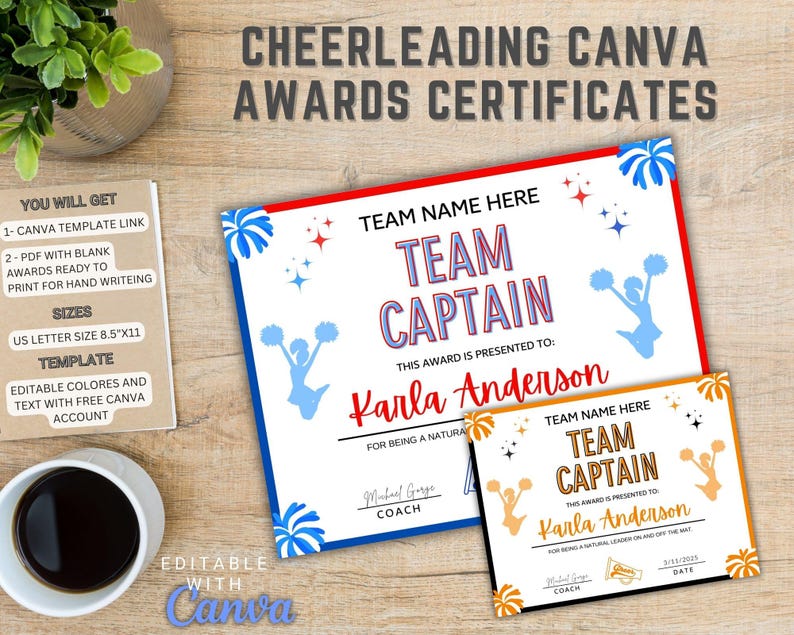 Editable Cheer Awards | Cheerleading Certificate Bundle | Canva ...