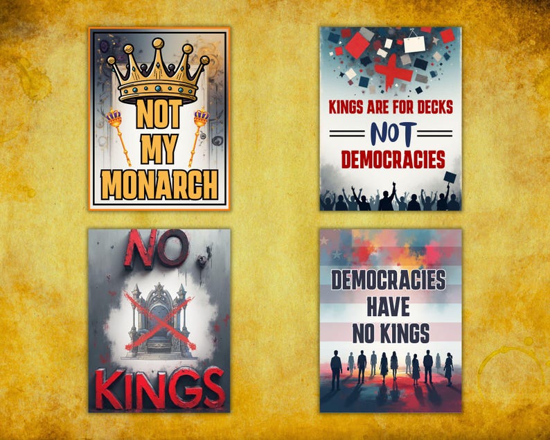 No Kings Day Protest Signs, Printable Anti-monarchy Posters, Wall Art ...
